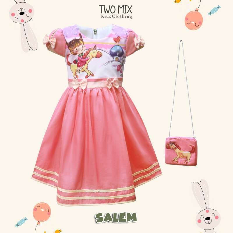 Promo Two Mix Baju Anak Anak Perempuan - Pakaian Dress Anak Cewek + Tas ...