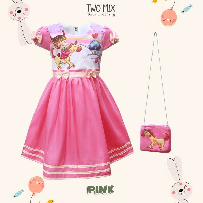 Promo Two Mix Baju Anak Anak Perempuan - Pakaian Dress Anak Cewek + Tas ...
