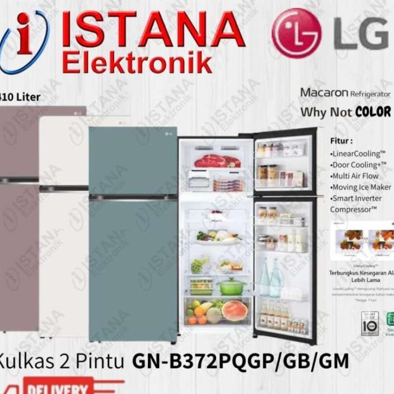 Jual LG KULKAS 2 PINTU MACARON 410 LITER SMART INVERTER GN-B372PQGP/GB/GM di Seller Istana ...