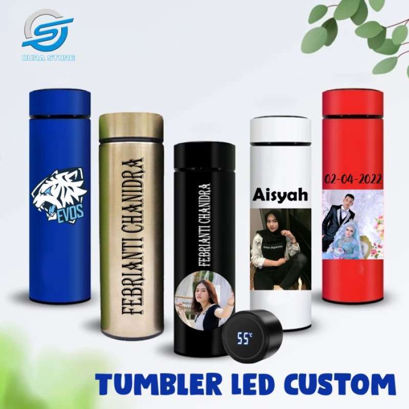 Promo Custom Tumbler Request Foto Nama Logo Cetakan Uv Print Termos Led ...