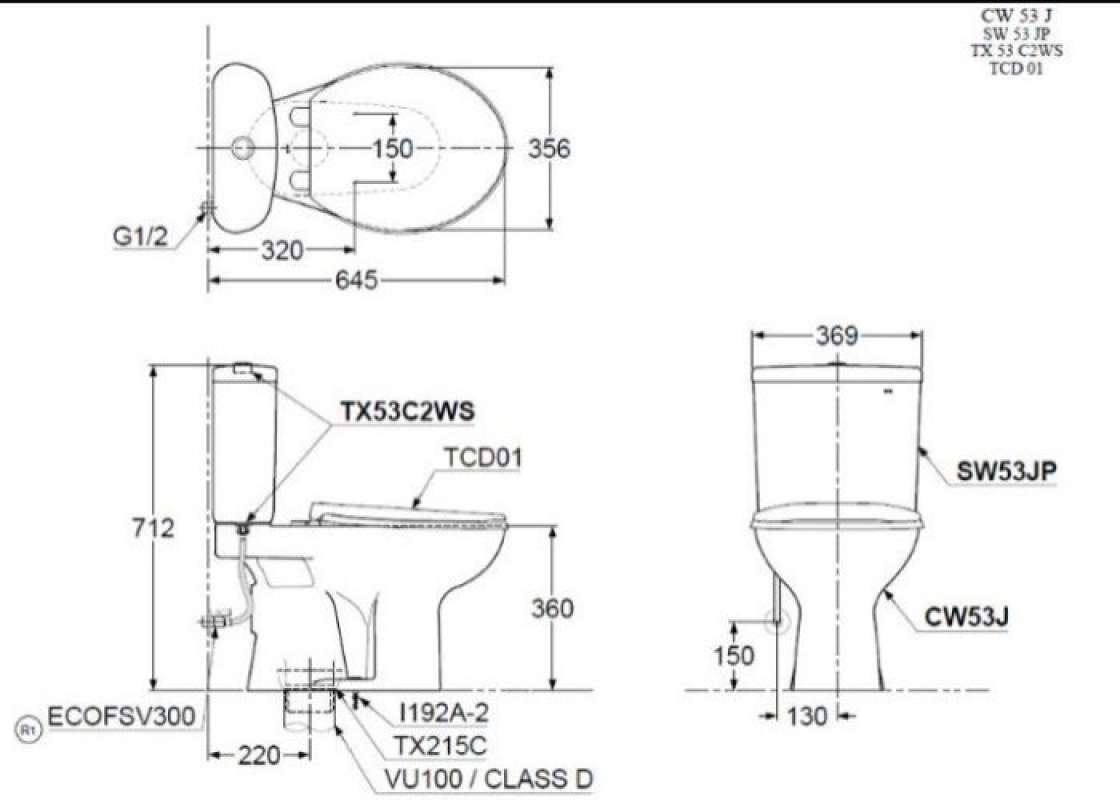 Promo Kloset Duduk TOTO CW53J / SW53JP + TCD-01R komplit set (putih ...