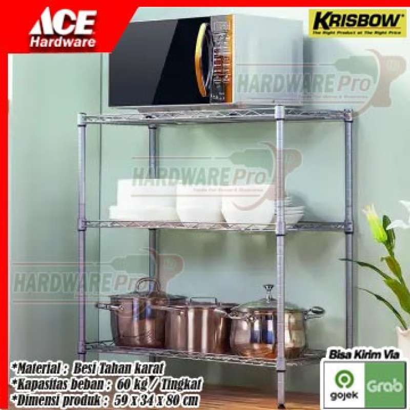 Promo Rak Buku Rak Susun Serbaguna Rak Besi 3 Tingkat Krisbow Max 60Kg ...