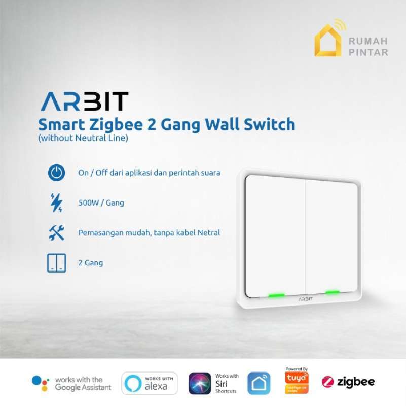 Promo Arbit Smart Home Zigbee Wall Switch 2 Gang Without Neutral Line ...