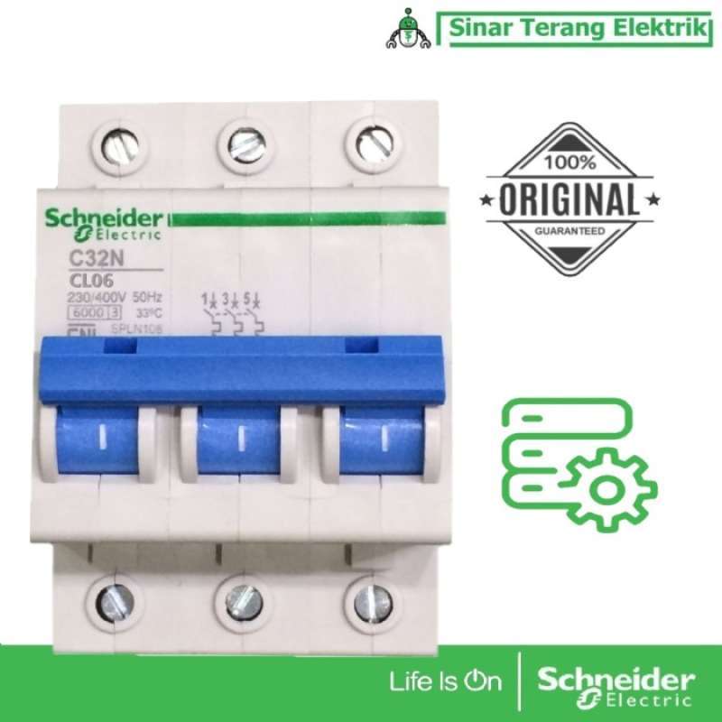 Jual Schneider Mcb Pln Kepala Biru C32n 3p 6a 10 A 16a Cl6 Cl10 Cl16 Di ...