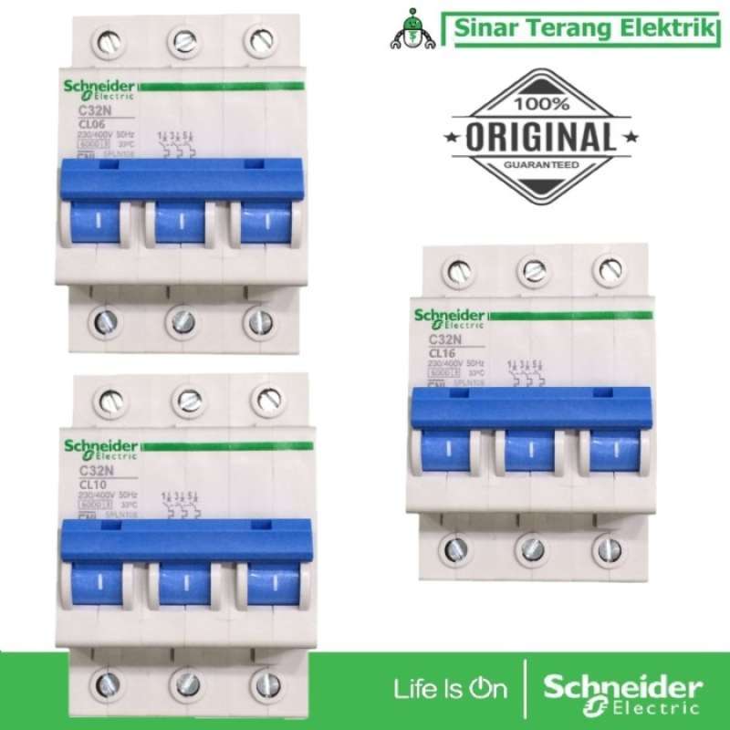 Jual Schneider Mcb Pln Kepala Biru C32n 3p 6a 10 A 16a Cl6 Cl10 Cl16 Di Seller Cv Poison Serdatu ...
