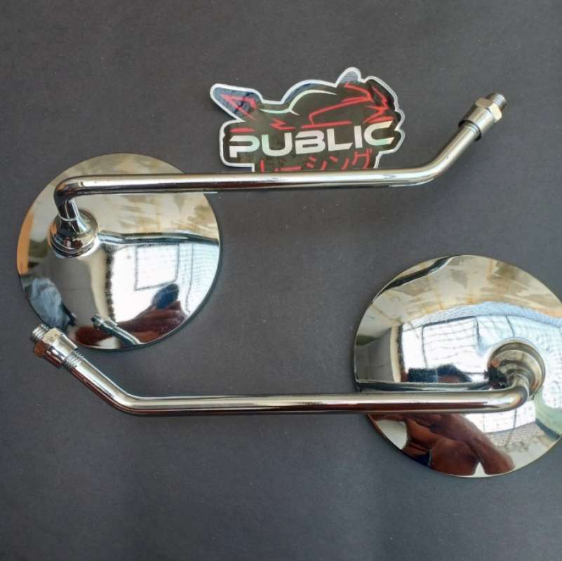 Jual SPION BULAT CHROME TANGKAI PANJANG VESPA ATAU UNIVERSAL YAMAHA ...