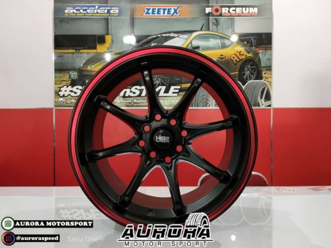 Promo Velg HSR tipe Hiroshima ring 16 lebar 7/8,5 warna black red ...