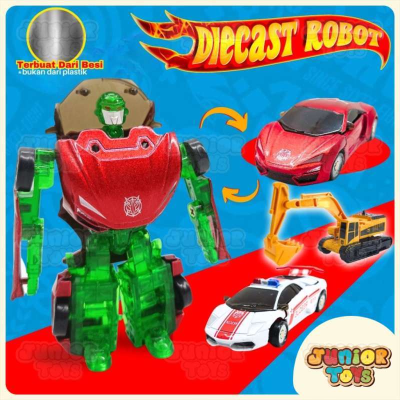 Jual Mainan Robot Anak DieCast Mobil Besi Transformer Mobilan Berubah ...
