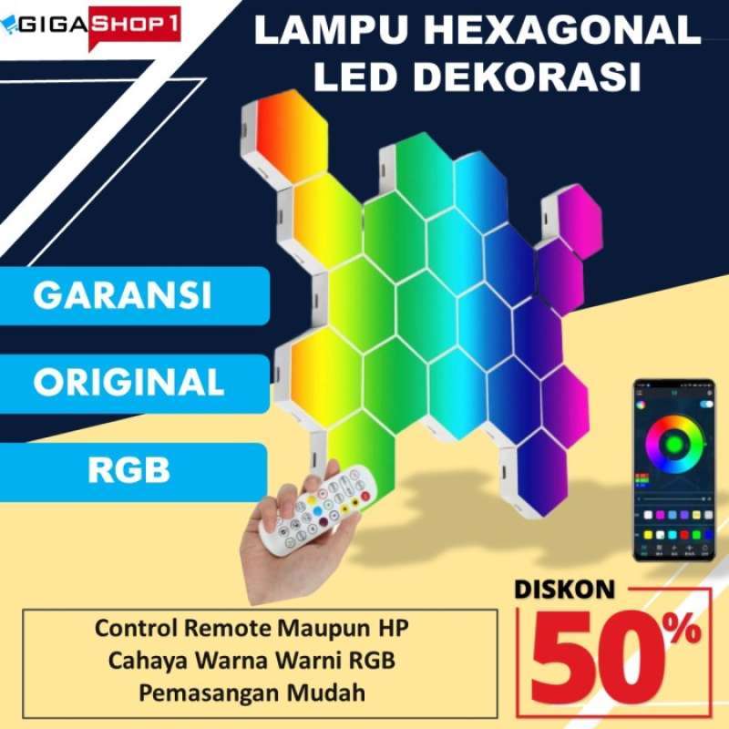 Promo Lampu Dekorasi Hias Dinding Led Rgb Hexagonal Ruang Tamu Kamar ...