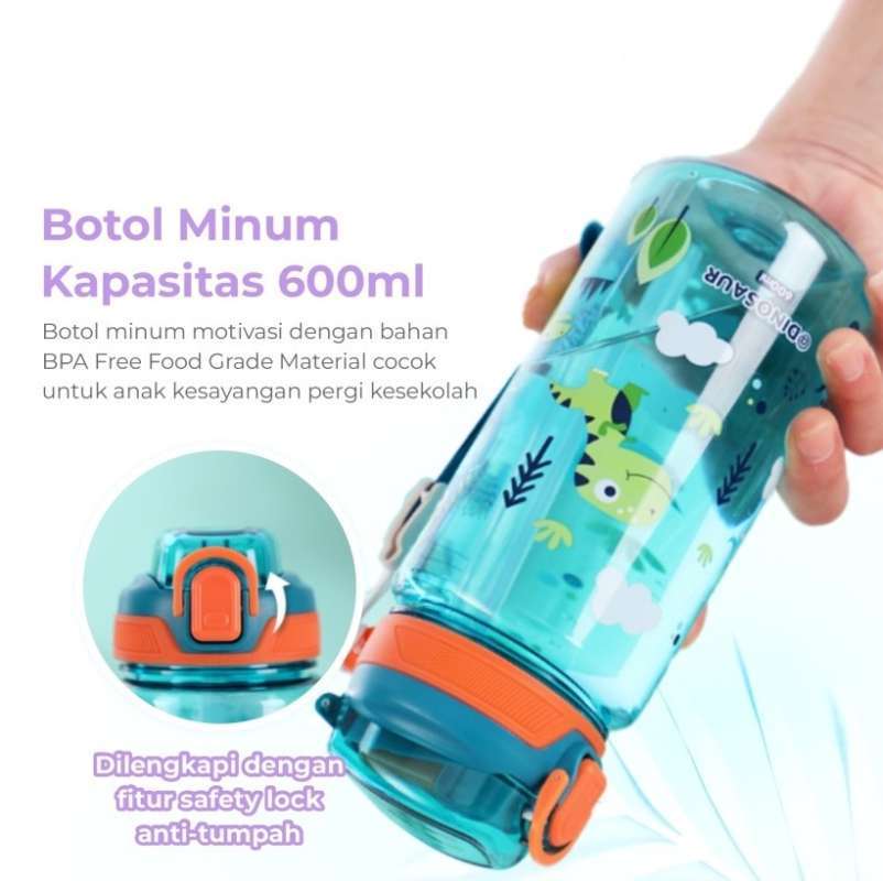 Promo Botol Minum Karakter 600ml Sedotan Anak Sekolah Tk Sd Kartun Anak-anak Diskon 12% Di ...