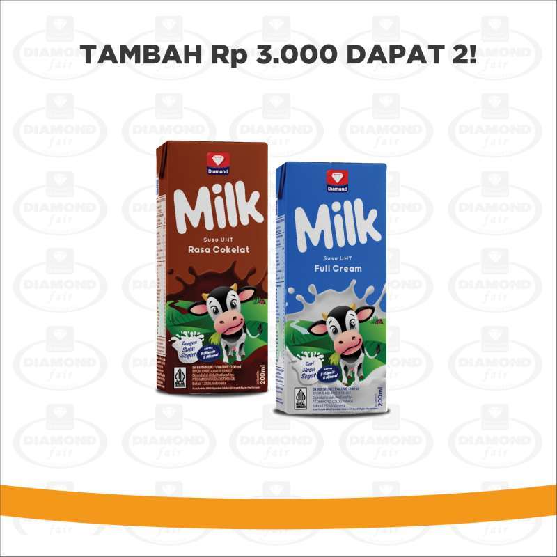 Jual DIAMOND MILK UHT FULL CREAM 200 ML & MILK UHT CHOCOLATE 200 ML di ...