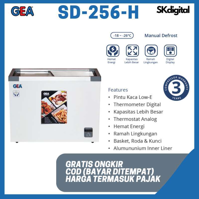 Jual GEA Sliding Flat Glass Freezer SD-256 H ( 256 Liter) di Seller ...