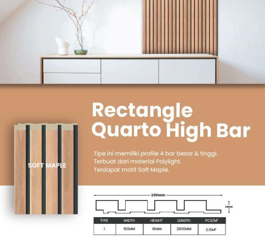 Jual Wall Panel Triangle5 Bar I17 - Soft Maple - Panel Dinding Di ...