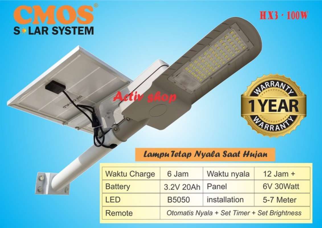 Jual Paket Lampu Jalan Pju Solar Cell Cmos 3in1 + Tiang Lampu 3 Mtr ...