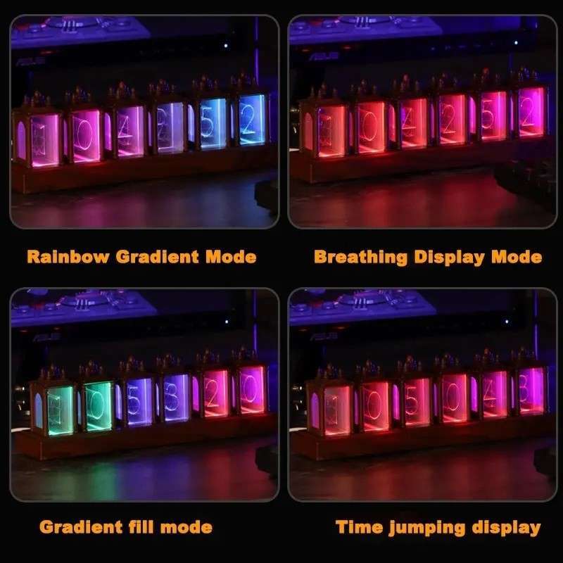 Promo Jam Meja Kerja Digital Wifi Tube Clock Vintage Rgb Led Glow Clock ...