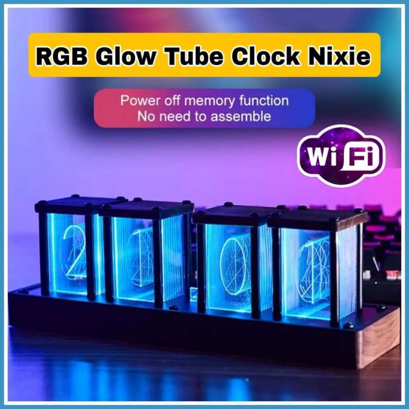 Promo Jam Meja Kerja Digital Wifi Tube Clock Vintage Rgb Led Glow Clock ...
