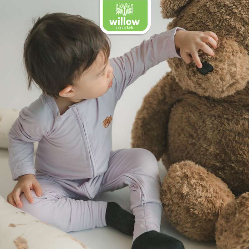 Promo Sleepsuit Bayi - Petitbeary Bamboo Zipper Sleepsuit - 0-3m Sage ...