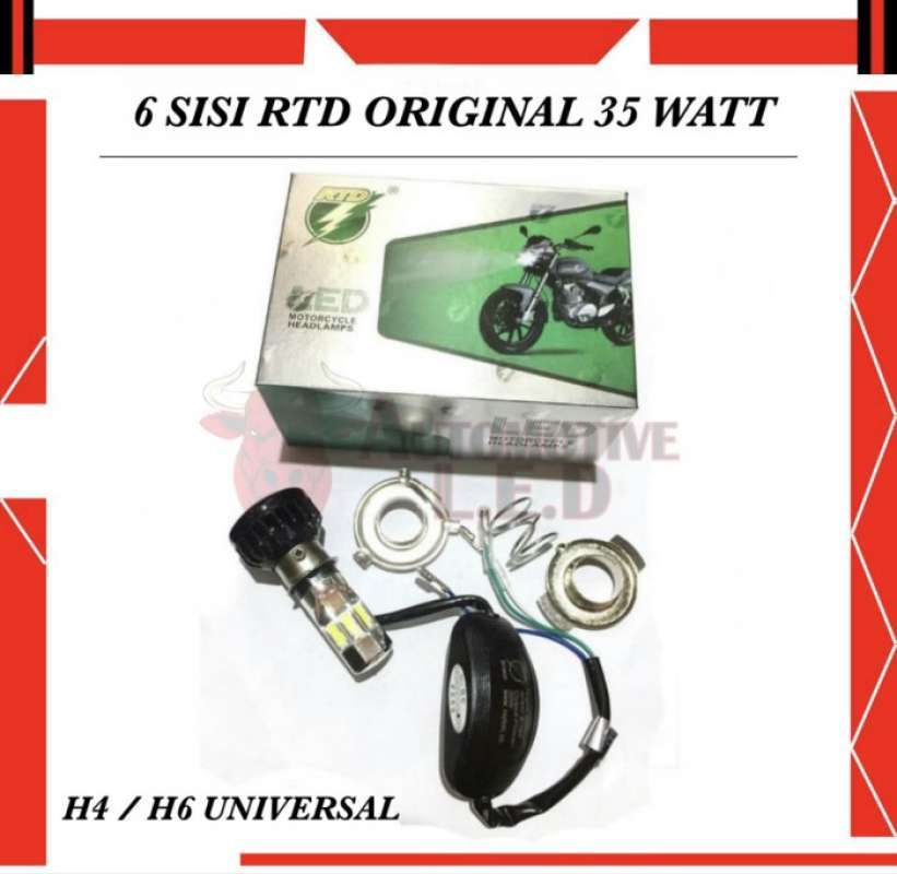 Promo LAMPU LED 6 SISI MERK RTD ORIGINAL| LAMPU LED MOTOR H6 H4 AC DC ...