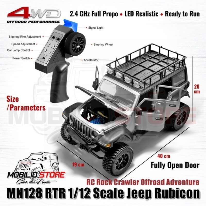 Promo Mn128 Rtr 1/12 Scale Jeep Rubicon Rc Rock Crawler Offroad ...