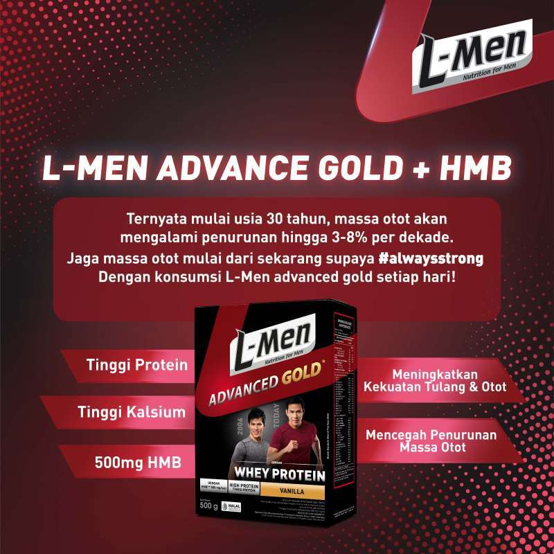 Promo L-men Advance Gold Vanilla 500g Dengan 500mg Hmb - 15g Whey ...