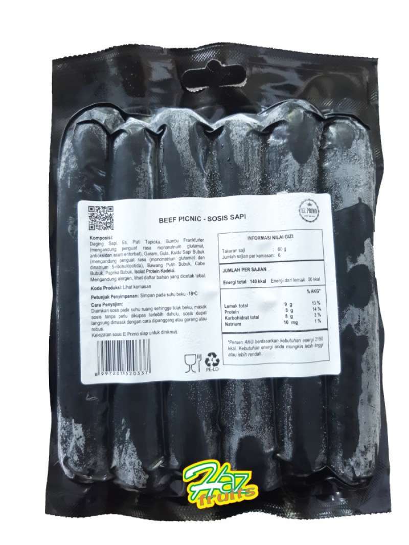 Jual Sosis El Primo Beef Picnic | Sosis Sapi gr di Seller Haz Fruits ...