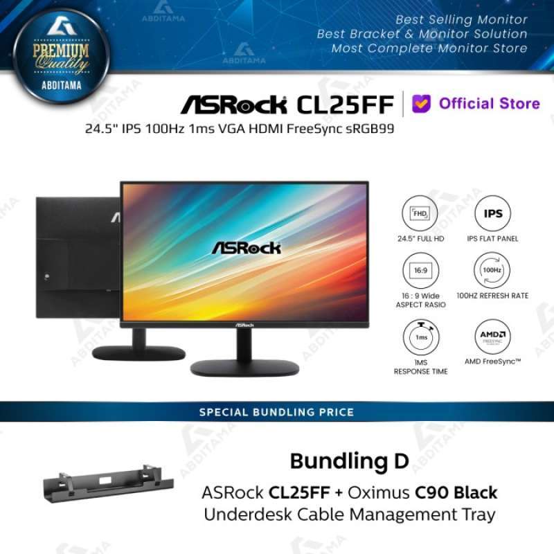 Promo New Monitor Led Asrock Cl25Ff 24.5 Ips 100Hz 1Ms Vga Hdmi Freesync Srgb99 Terbaru ...