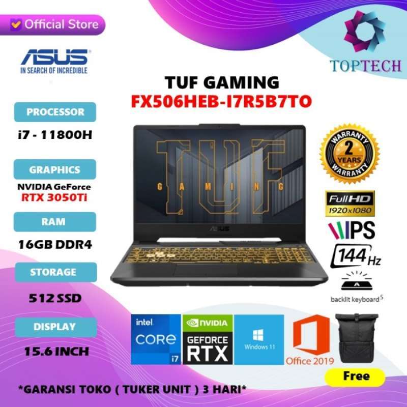Jual Terbaik Asus Tuf Gaming F Fx Heb I H Gb Ssd Rtx Ti W Ohs New Di