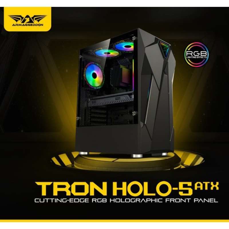 Promo New Casing Pc Gaming Armaggeddon Tron Holo 5 Atx Rgb Holographic ...