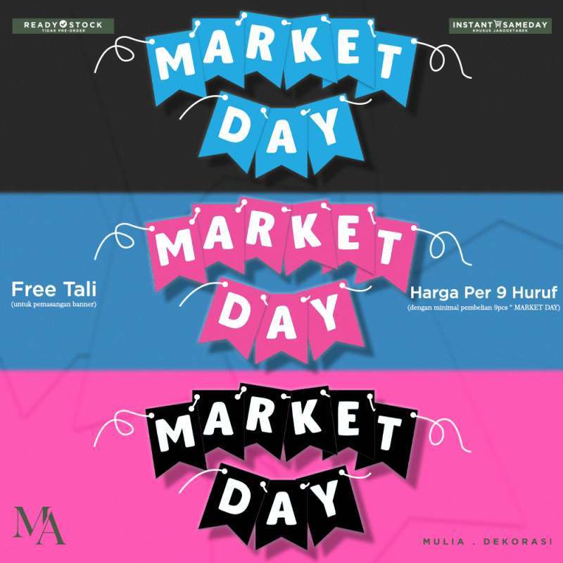 Jual Bunting Flag Pastel Banner Market Day Custom Rainbow Polos Art ...