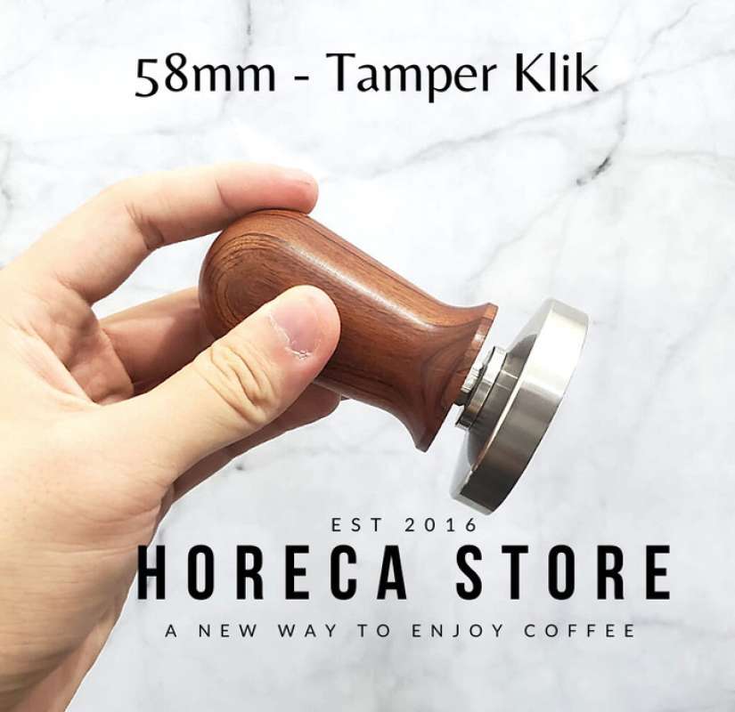 Promo Tamper Klik 58mm stainless dengan gagang Kayu - Tamper Kopi 58mm ...