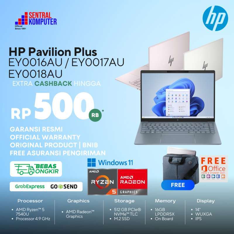 Jual HP Pavilion Plus 14 - Ryzen 5 7540U 16GB DDR5 512GB SSD Win 11 ...