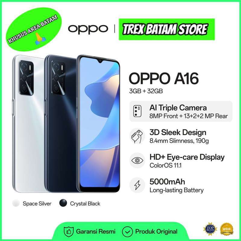 Jual OPPO A16 3/32 AI TRIPLE CAMERA GARANSI RESMI 1 TAHUN [ BATAM ] di ...