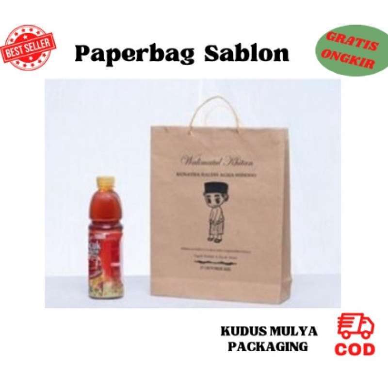 Jual Paper Bag Sablon Semi Besar / Paperbag Sablon Ukuran 17 X 24 X 5 ...