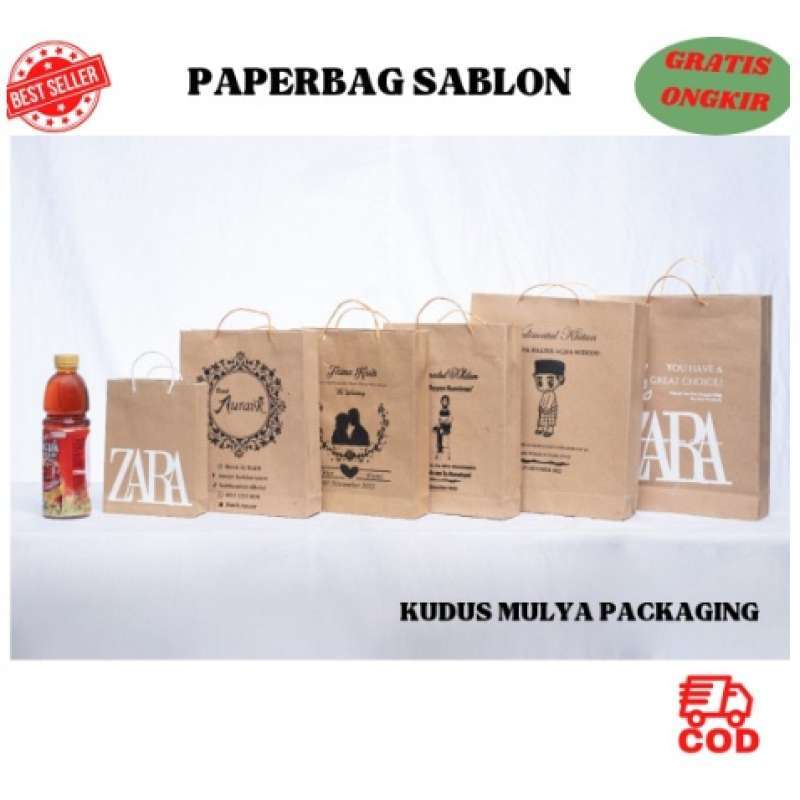 Jual Paper Bag Wafer Custom Sablon/ Paperbag Sablon 15 X 25 X 8 / Paper ...