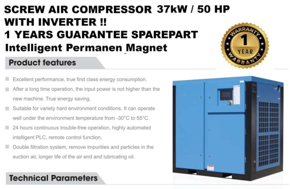 Promo Screw Compressor 37kw 50hp With Inverter Kompresor Angin Industri ...