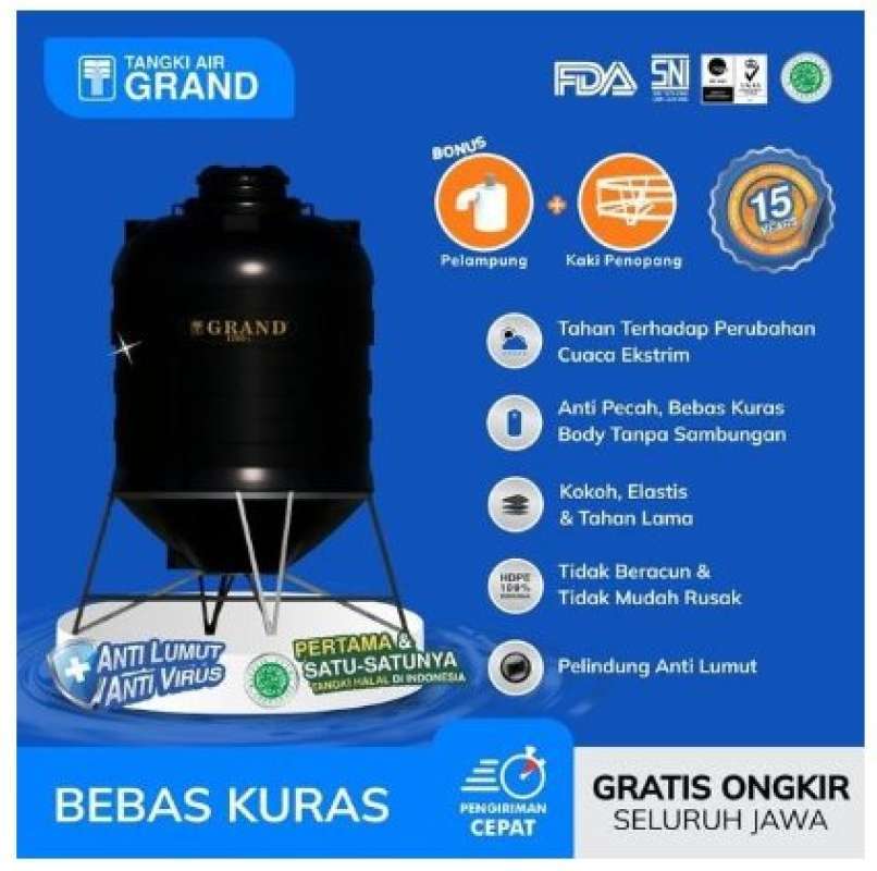 Jual Tangki Tandon Toren Air Grand Tedmond Drain 600 Liter Di Seller ...