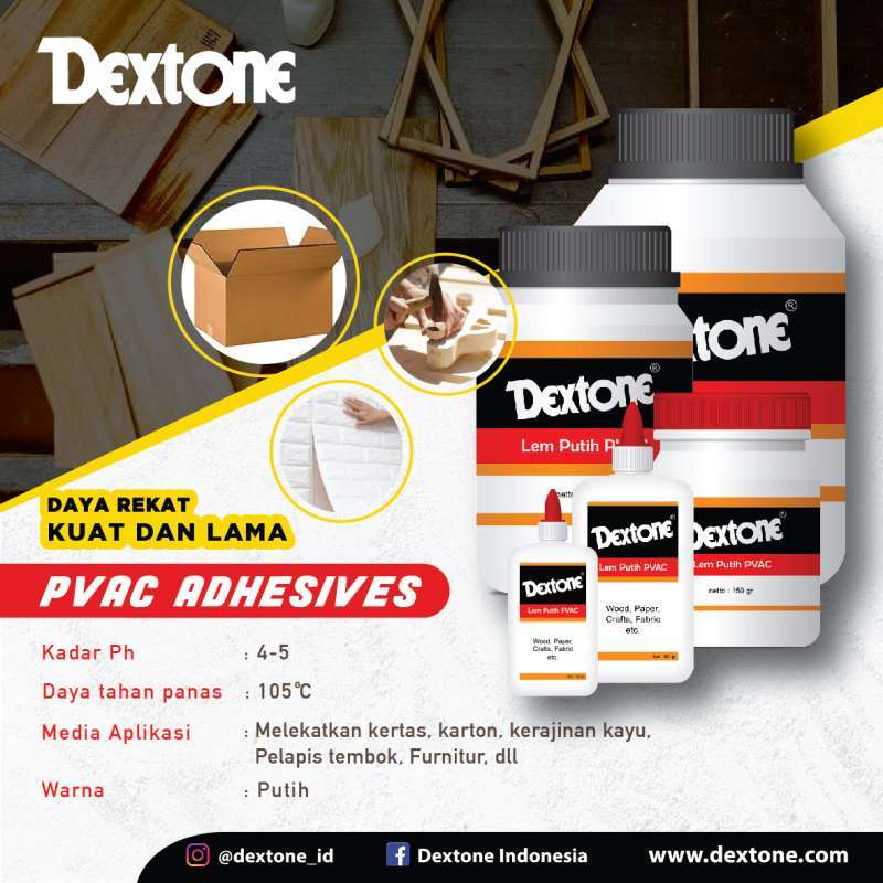 Promo Dextone Lem Putih PVAC 500 gr / lem kayu atau kertas / Untuk ...