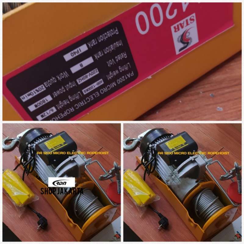 Promo Katrol listrik PA 1200 alat angkat barang micro electric ropehoist Diskon 23% di Seller ...