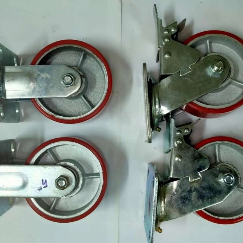 Promo Roda Pu 4 Rem + mati heavyduty Ranger germany 1 set Diskon 23% di ...