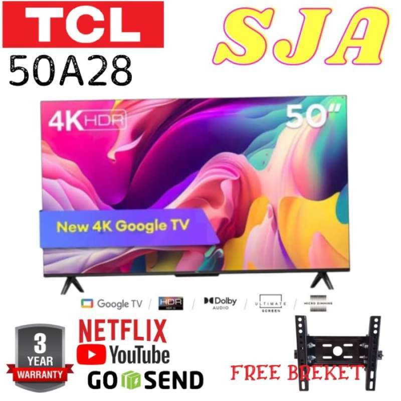 Promo FREE BREKET 50A28 Smart TV 50 Inch Google TV 4K UHD HDR 10 ...