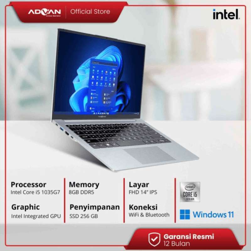 Jual Advan Notebook Work Pro Intel i5 1035G7 RAM 8GB SSD 256GB 14 Full ...