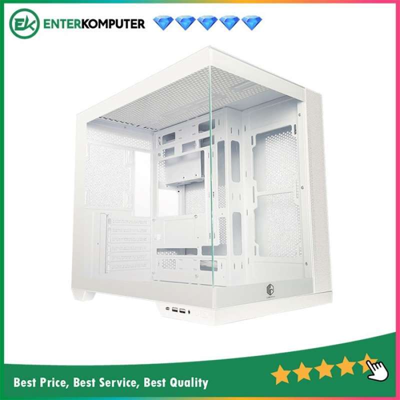 Jual Casing Pc Cube Gaming Knoma White - Atx Gaming Case - Tempered Glass Di Seller Enter ...