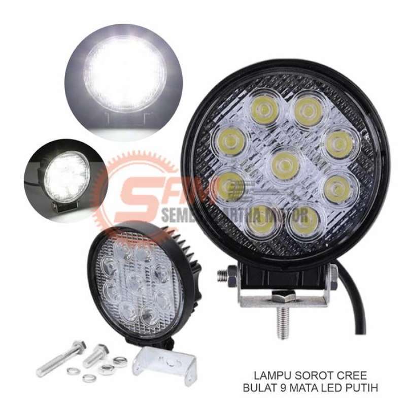 Jual Lampu Sorot Tembak Bulat Cree 9 Mata LED Waterproof 12V 27 Watt ...