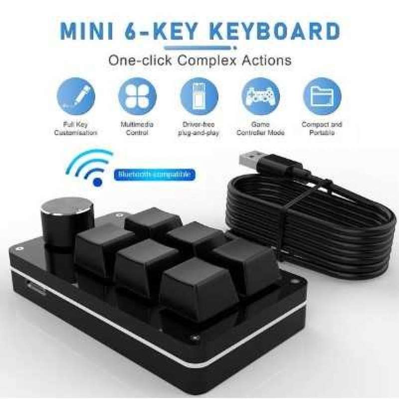 Promo 6 Key Mechanical Keyboard Bluetooth USB Gaming Shortcut - VD6B ...