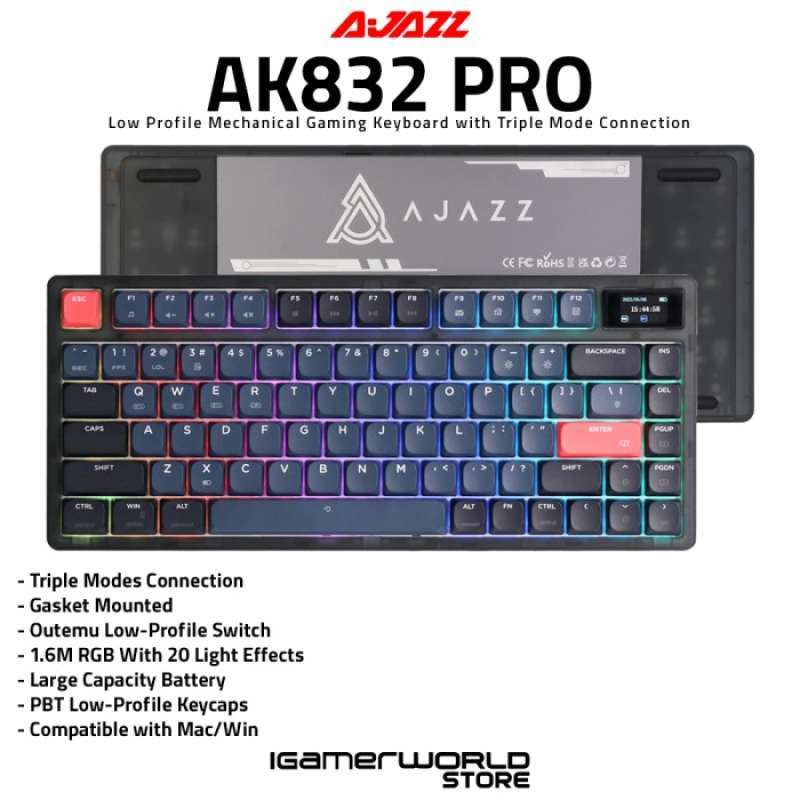Promo Ajazz AK832 Pro Low Profile Wireless Mechanical Gaming Keyboard ...
