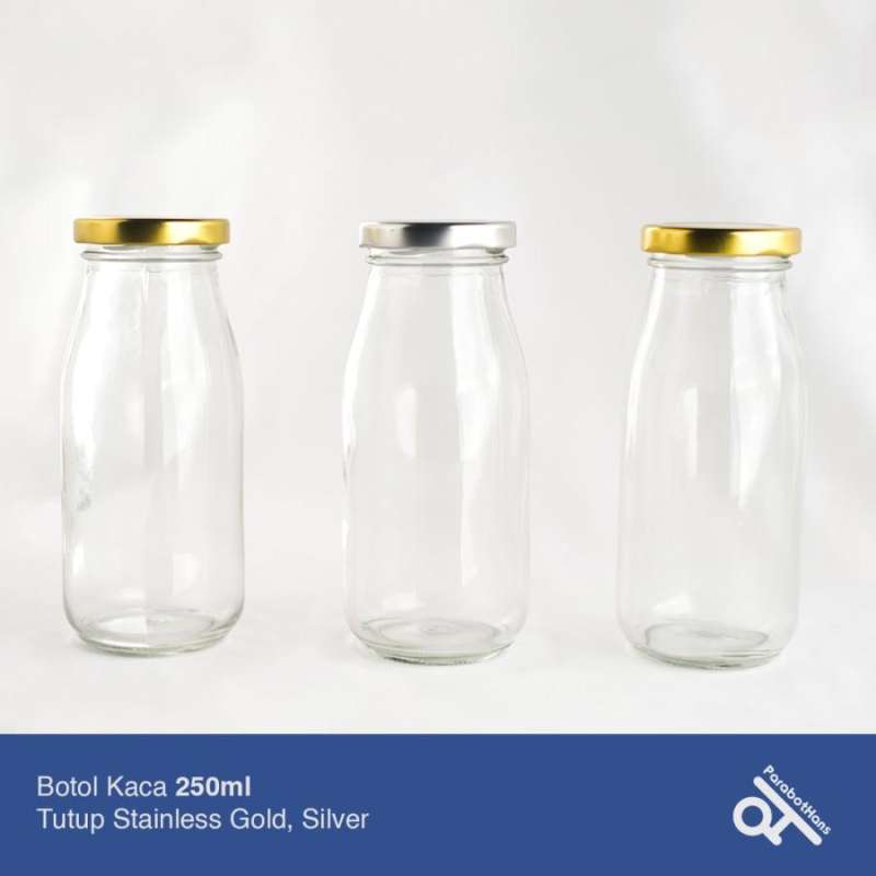 Jual Botol Kaca 250ml Tutup Stainless. Susu / Milk / Juice Di Seller ...