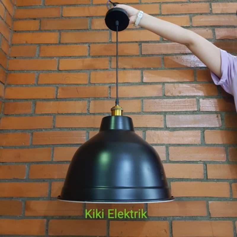 Promo Kap Lampu Gantung Hitam Diameter 38 cm ( Bahan Aluminium ) Fiting Besi Diskon 23% di ...