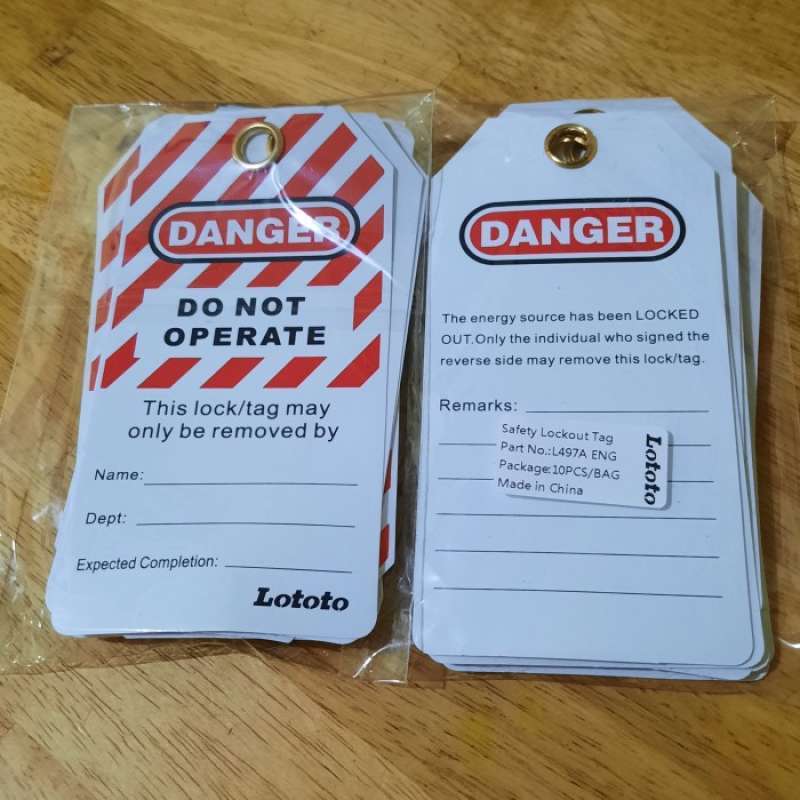 Promo LOTOTO L497A SAFETY LOTO LOCKOUT TAGOUT ID TAGS /BAGS ISI 10PCS ...