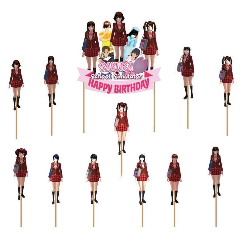 Jual Satu Set Cake Topper Hiasan Kue Ulang Tahun Karakter Sakura School ...