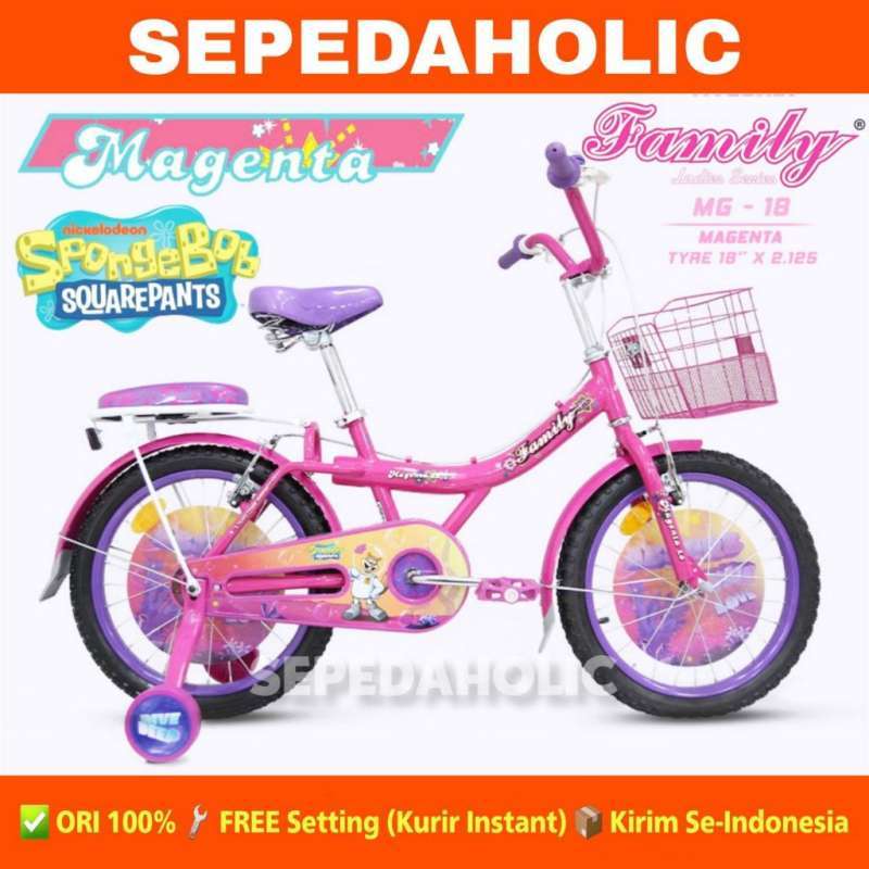 Promo Sepeda Anak Perempuan Family Magenta Keranjang Ukuran 16 & 18 ...
